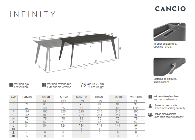 Mesa Infinity Extensible - Mesas Cancio
